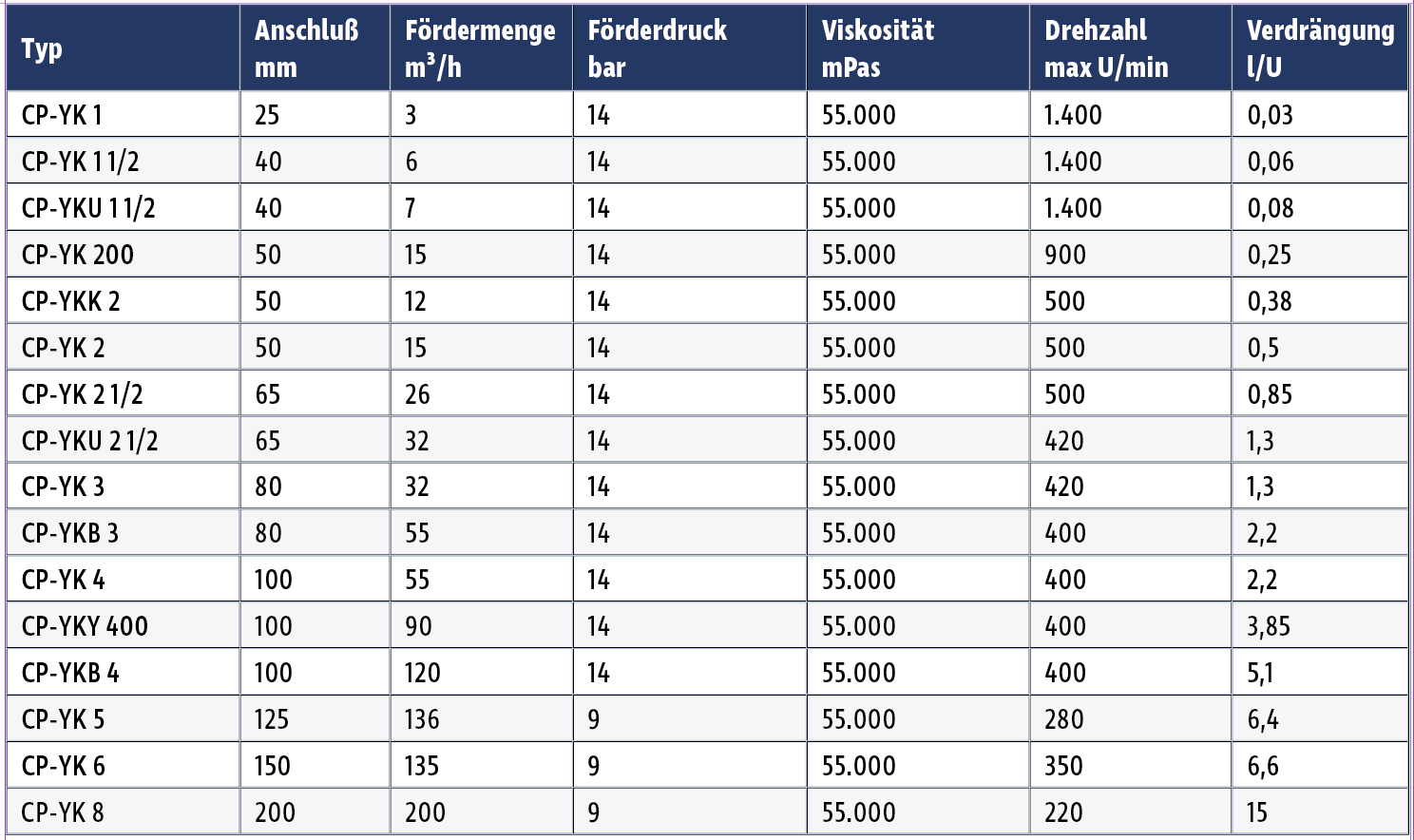 Innenzahnrad Serie CP-YK – ChemProjekt